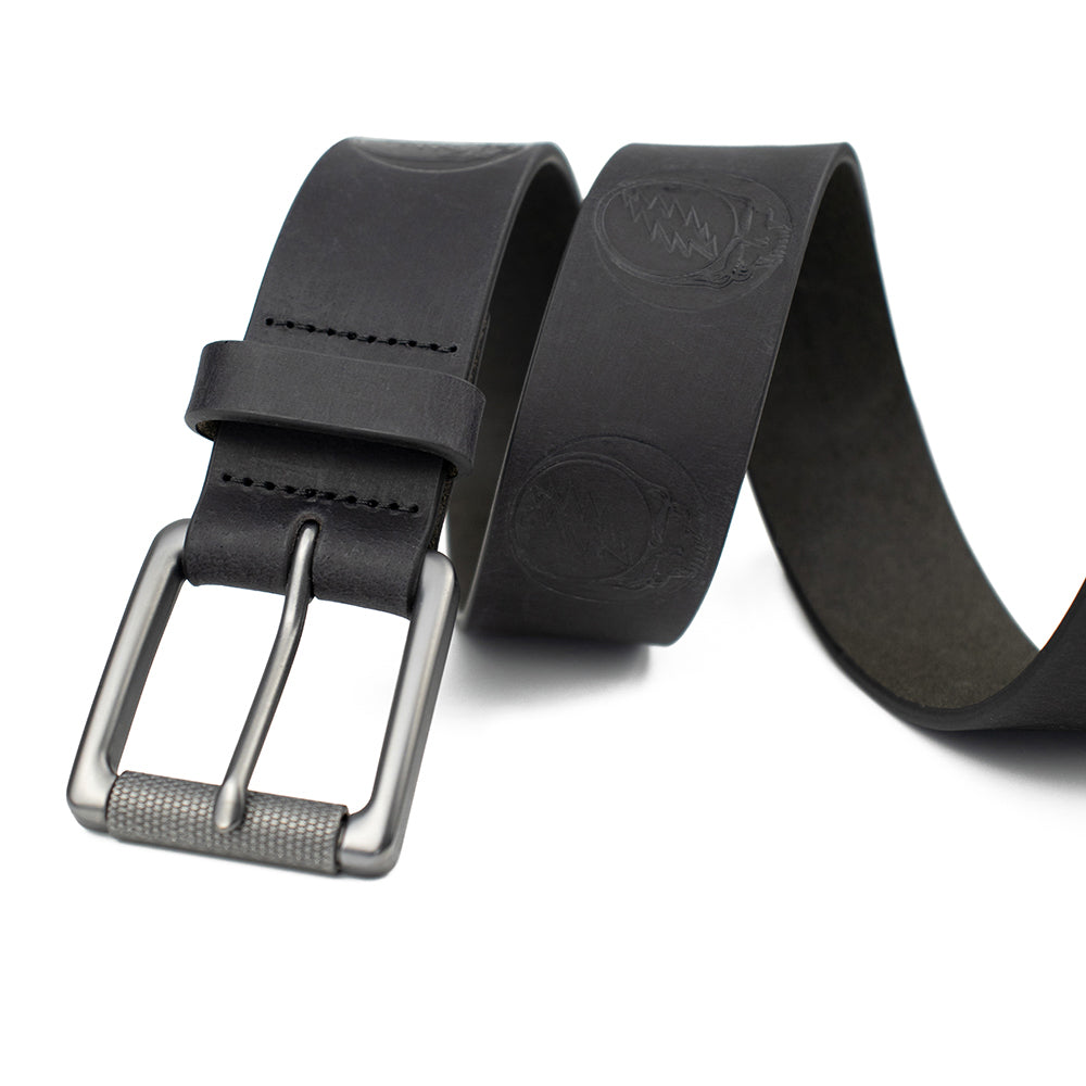 Grateful Dead | Premium Leather Belt | Embossed Black Steal Your Face ...
