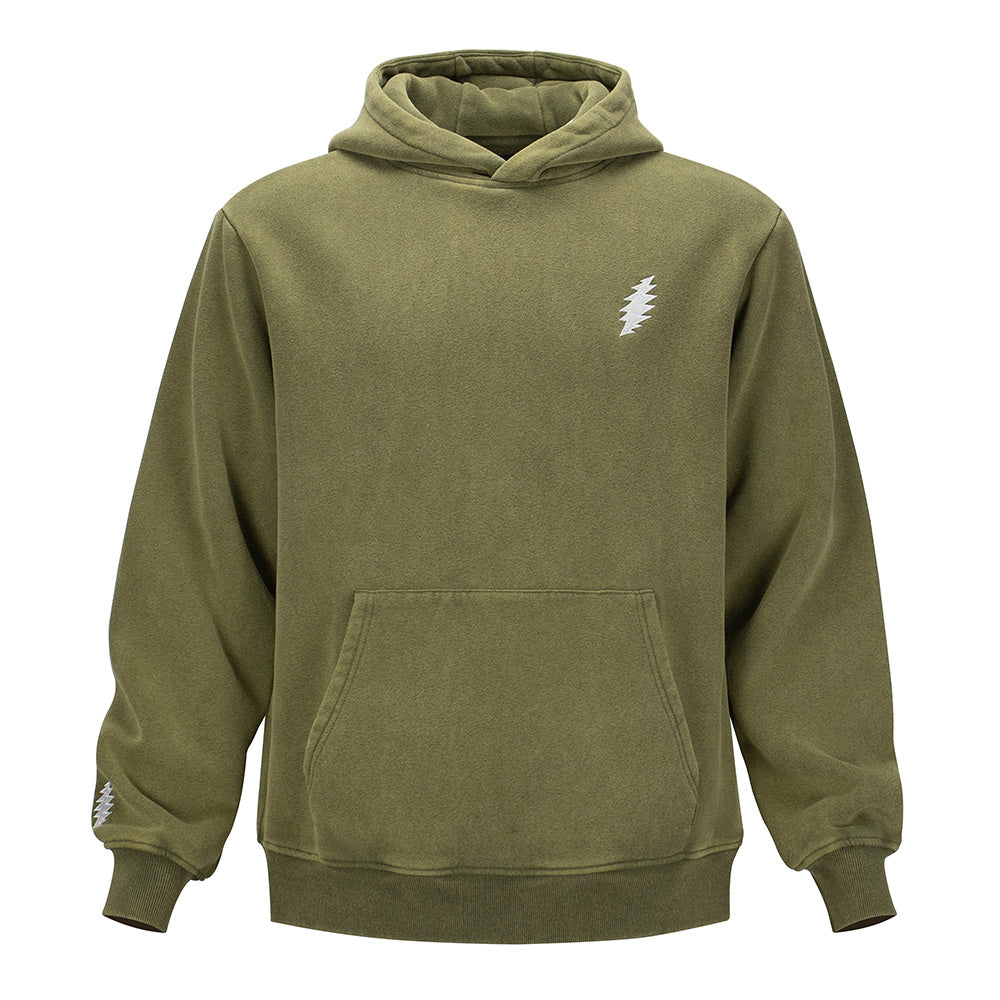 Grateful Dead | Pullover Hoodie | Acid wash Bolt in Olive Green ...