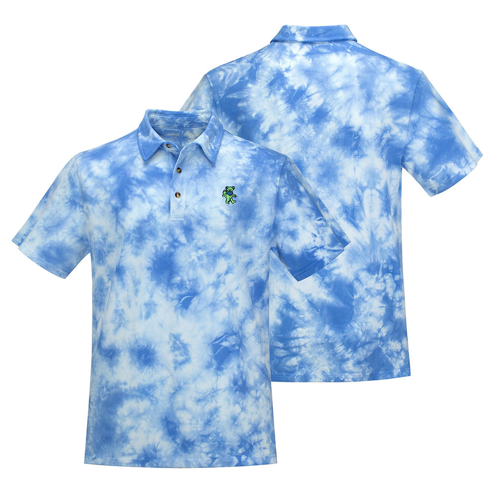Grateful Dead | Performance Polo | Blue-Stripe Dancing Bear – Section 119
