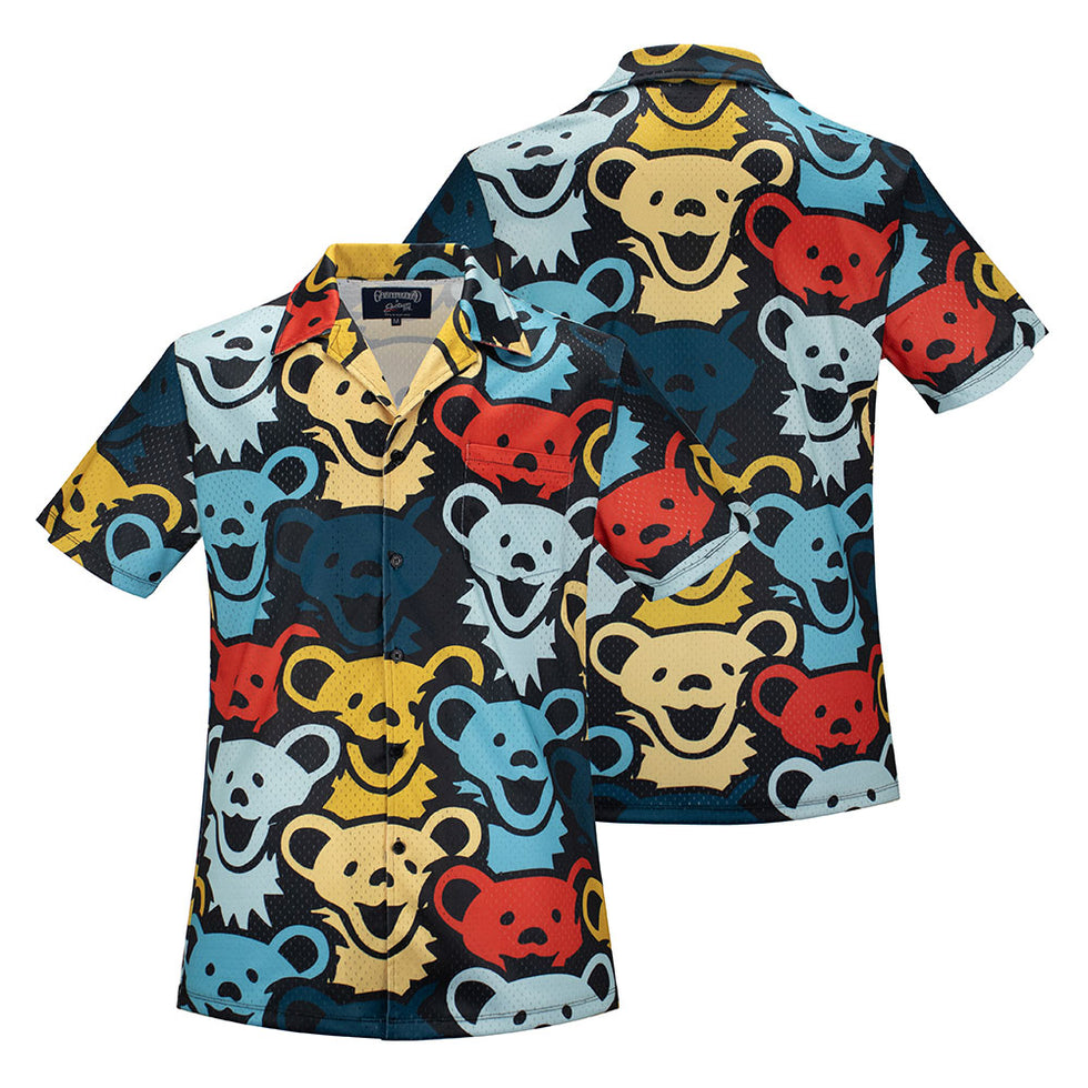 Grateful Dead | Performance Polo | Blue-Stripe Dancing Bear – Section 119