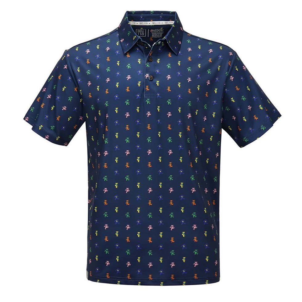 Grateful Dead | Performance Polo | Blue-Stripe Dancing Bear – Section 119