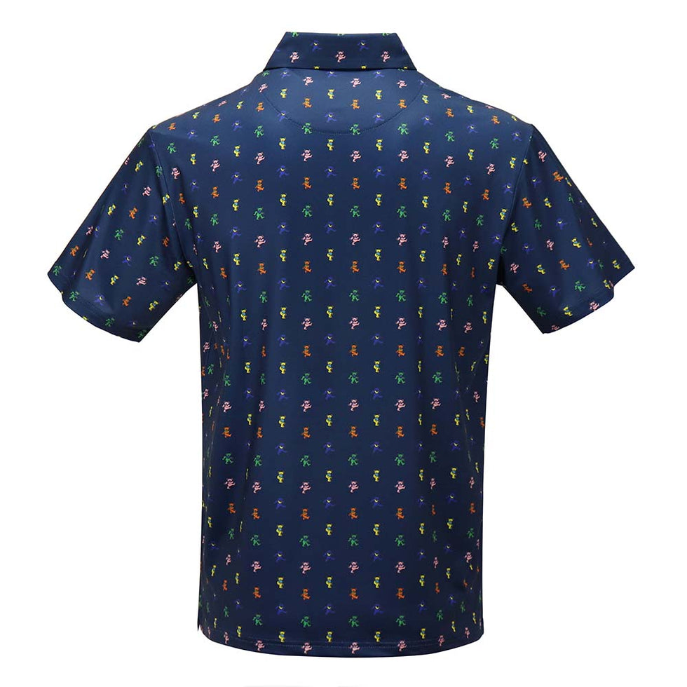 Grateful Dead | Performance Polo | Blue-Stripe Dancing Bear – Section 119