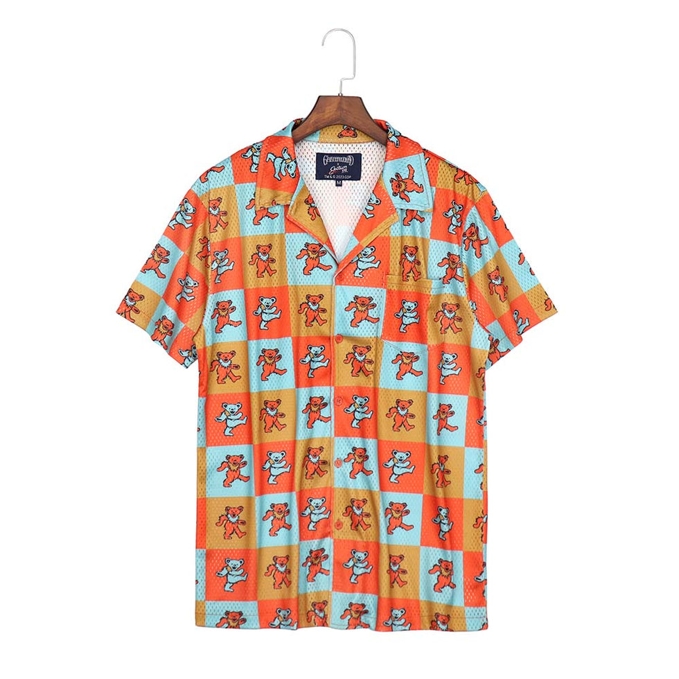 Grateful Dead | Performance Polo | Blue-Stripe Dancing Bear – Section 119
